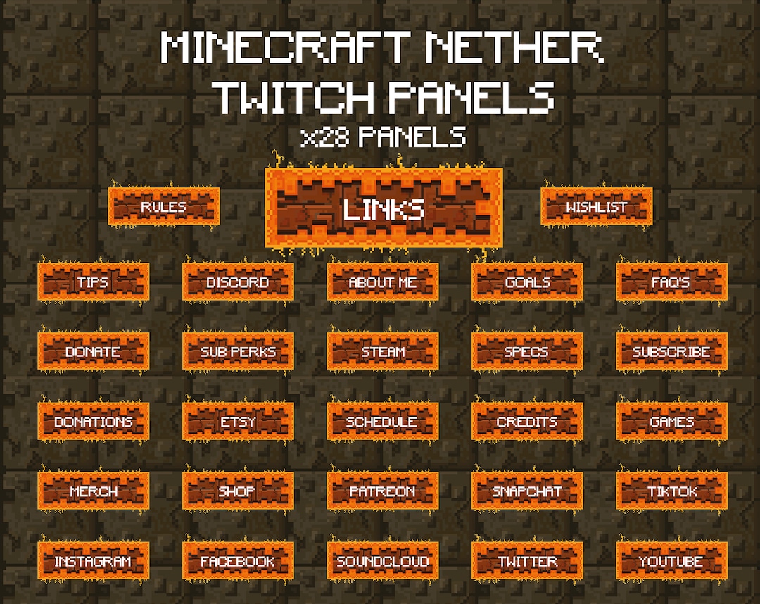 Minecraft Nether Twitch Panels Pixel Twitch Panels Gaming - Etsy