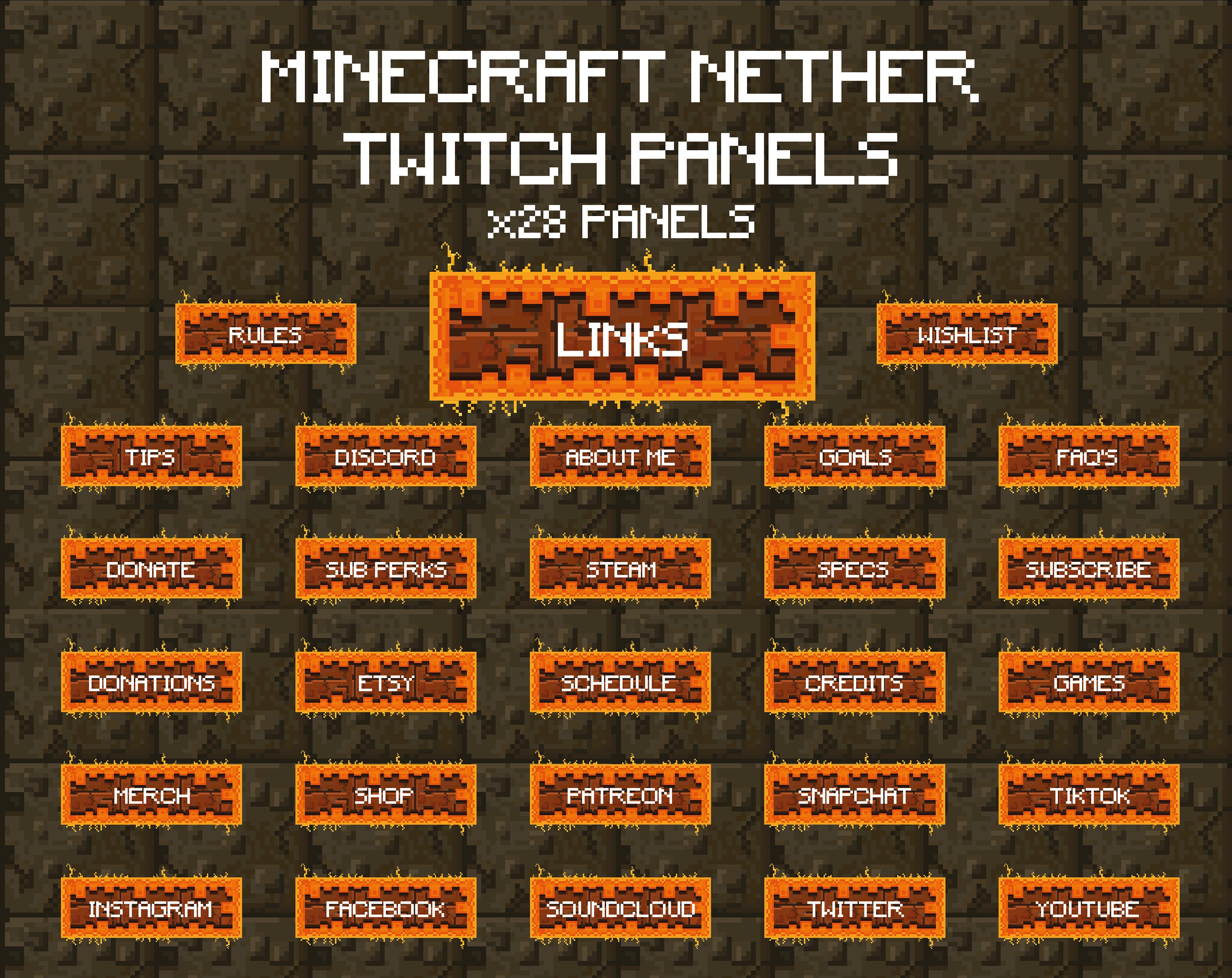 Minecraft Nether Twitch Panels Pixel Twitch Panels Gaming - Etsy
