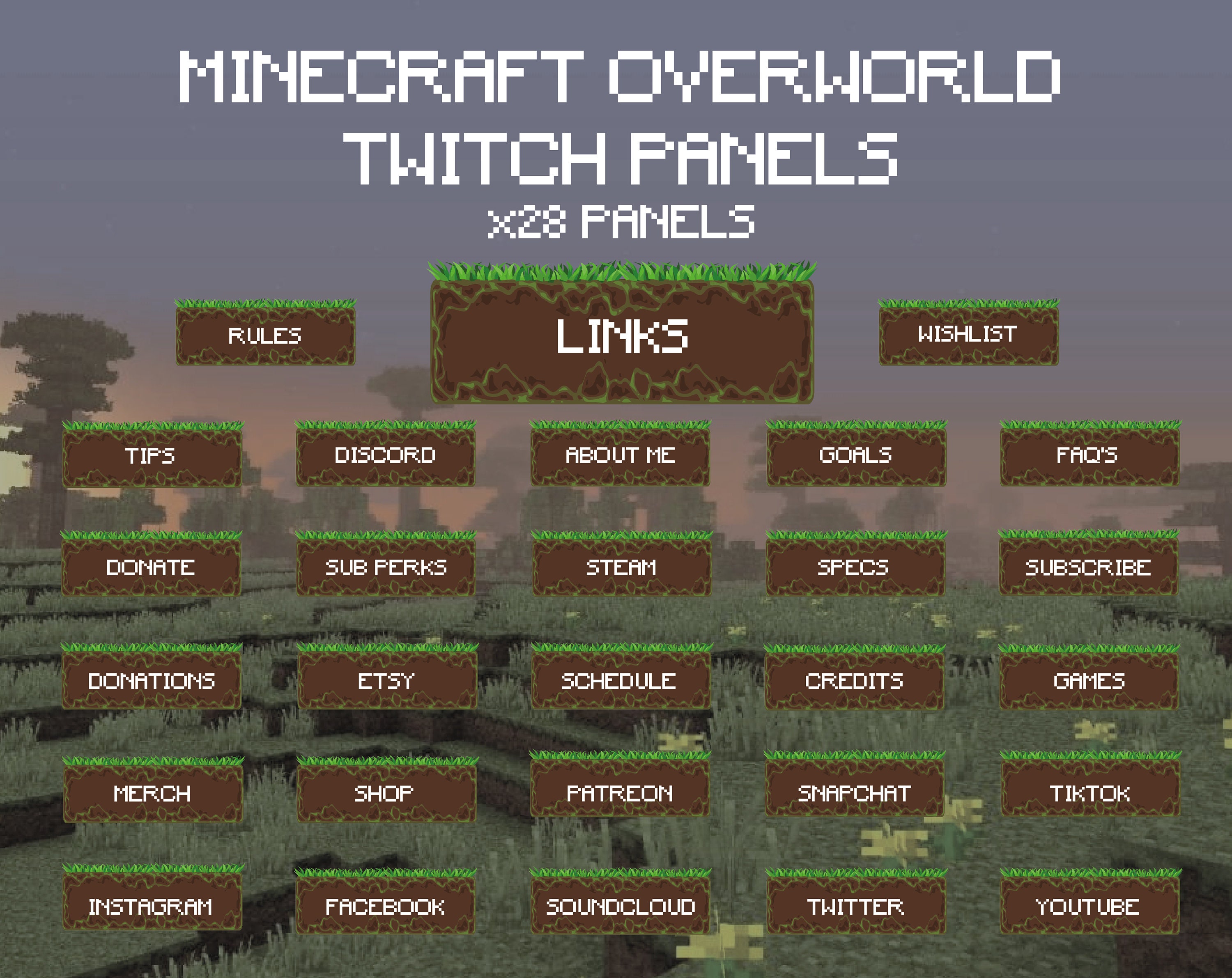 Minecraft Overworld Twitch Panels Pixel Twitch Panels Gaming Twitch ...