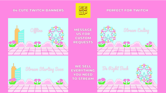 Cute Twitch Backgrounds Backgrounds for Twitch Kawaii | Etsy