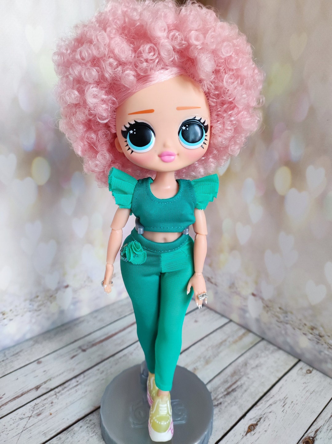 Doll Costume in Turquoise Green Color, Miniature Doll Clothes, Leggings ...