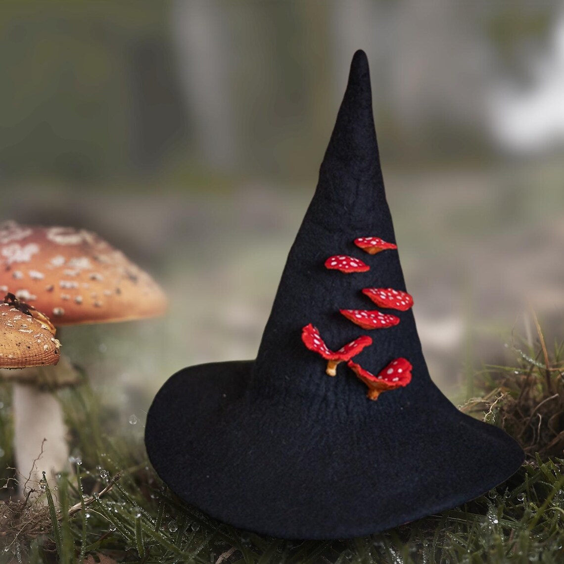 Witch Hat With Mushroom Forest Witch Hat Felt Hat Wool Festival Costume ...