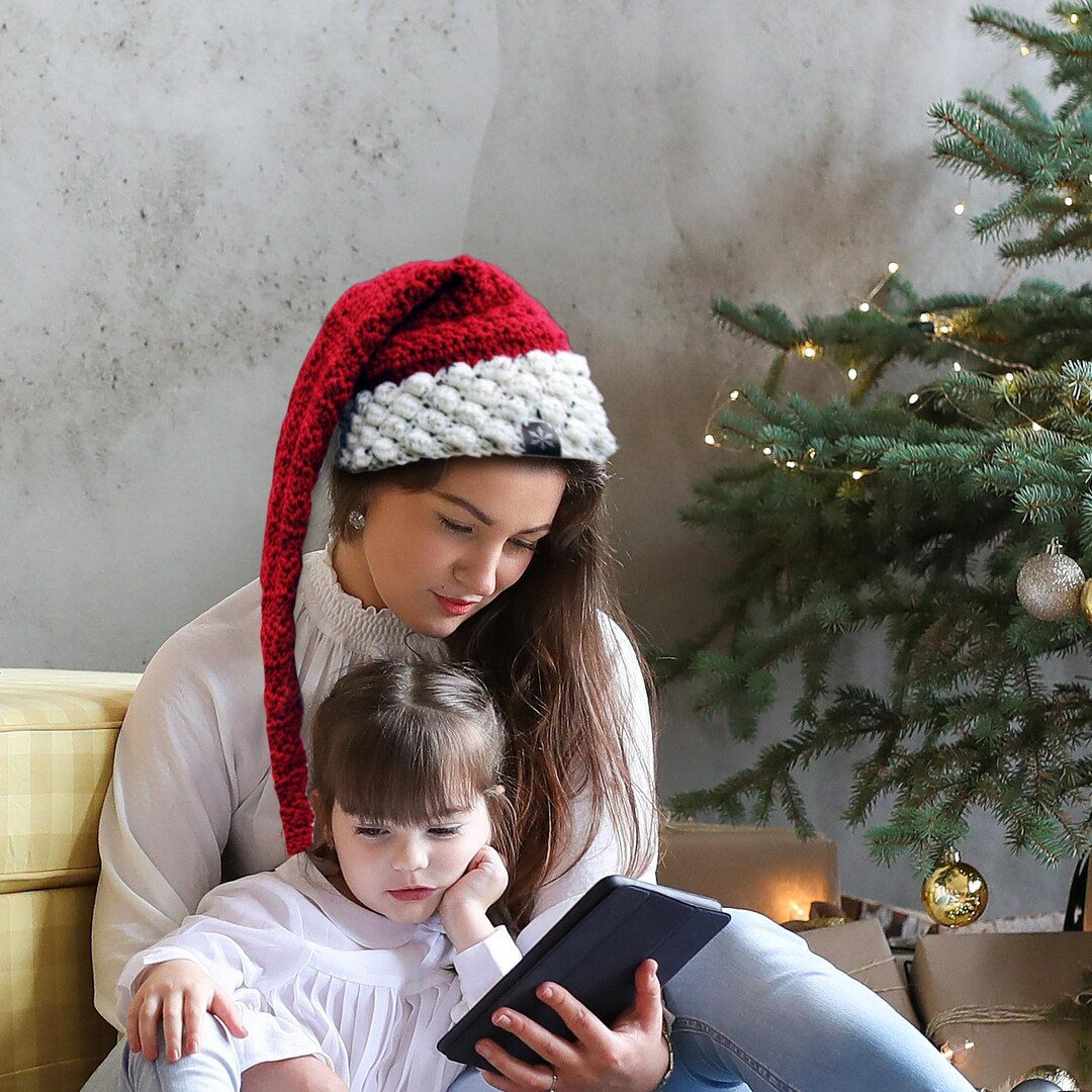 Entirely Handmade Santa Hats for Men and Women Rustic, Long-knit Santa ...