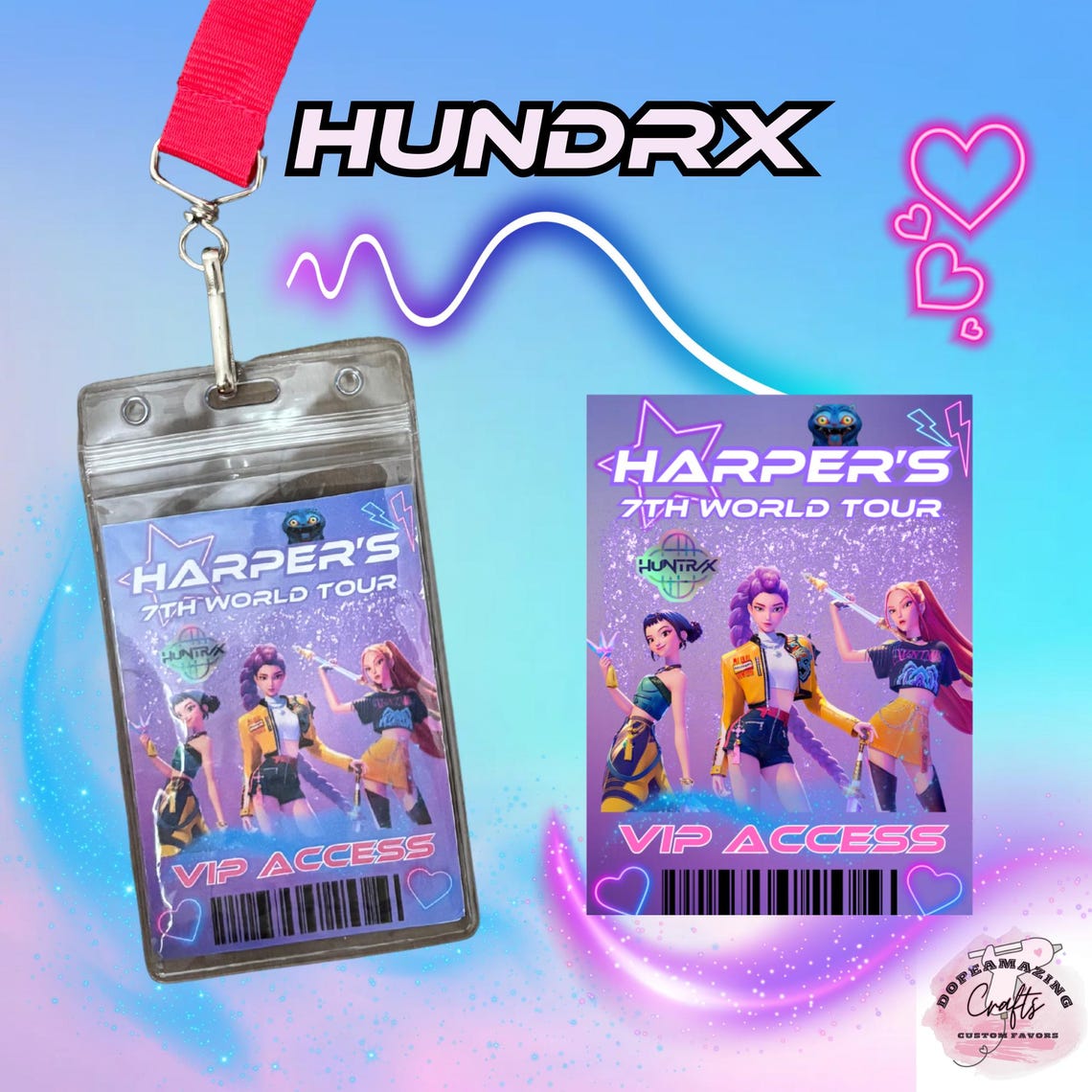 K-pop Demon Hunters VIP Pass Party Favors With Lanyards – Hundrx Girls ...