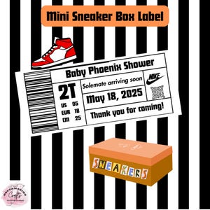 Nike Sneaker Baby Shower Printable Labels – Editable Canva Templates ...