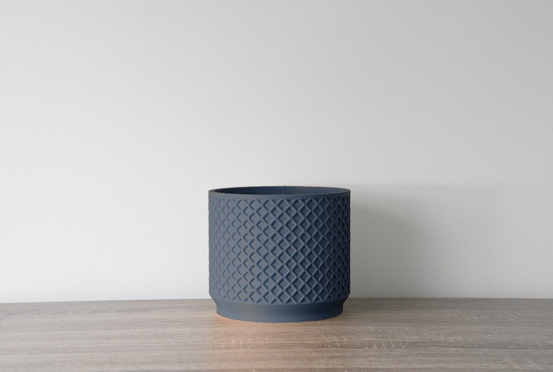 The Carolina Planter in Navy Blue, Plant Pot With Drainage, 3D Printed ...
