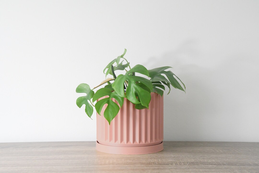 Scandinavian Planter With Drainage & Saucer in Country Pink, Unique 3D ...