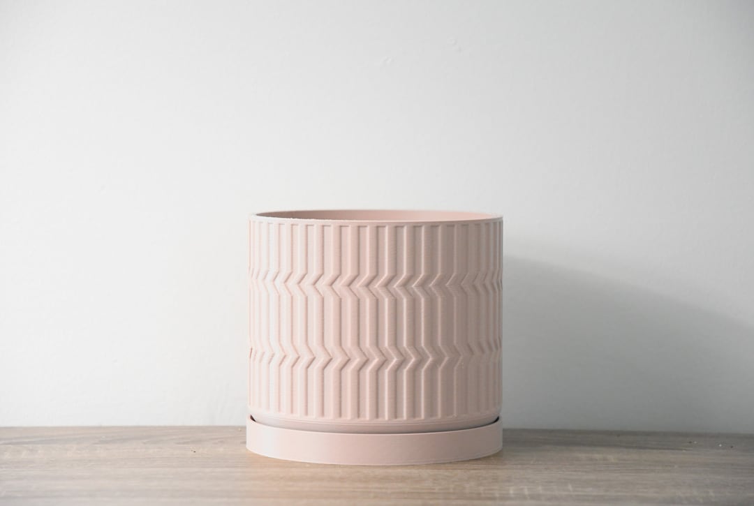 The Mabel Planter in Blush Pink, Plant Pot With Drainage, 3D Printed ...
