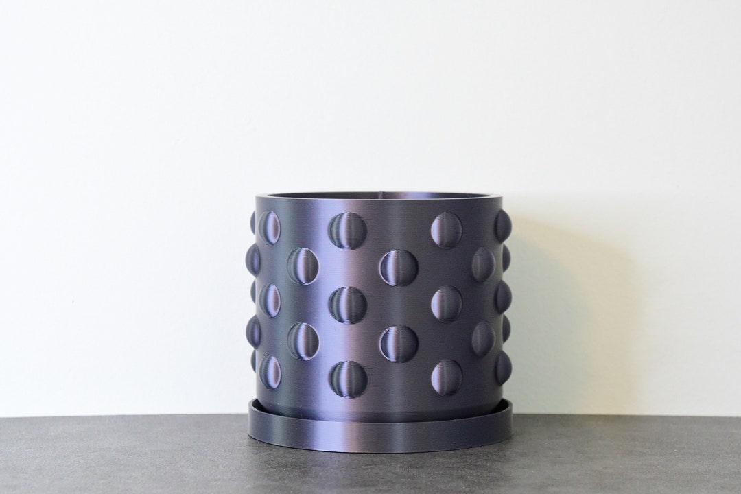 Dot Planter in Midnight Blue, Plant Pot With Drainage, 3D Printed ...