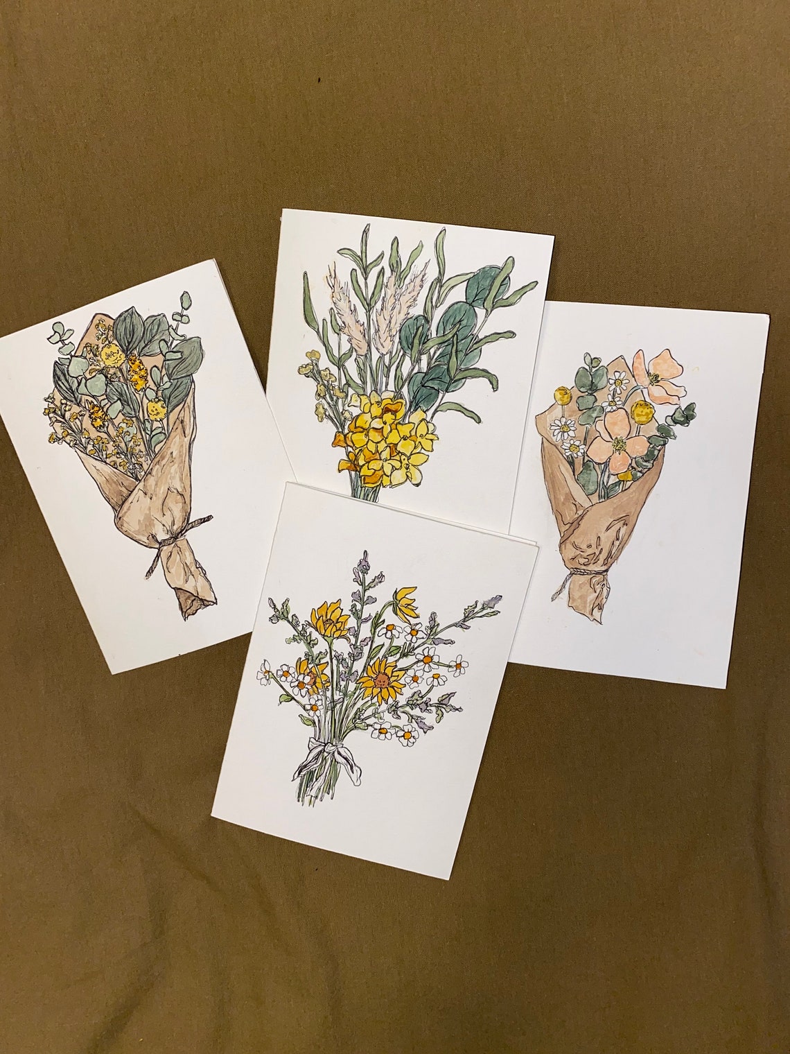 12 Bouquet Greeting Card Set - Etsy