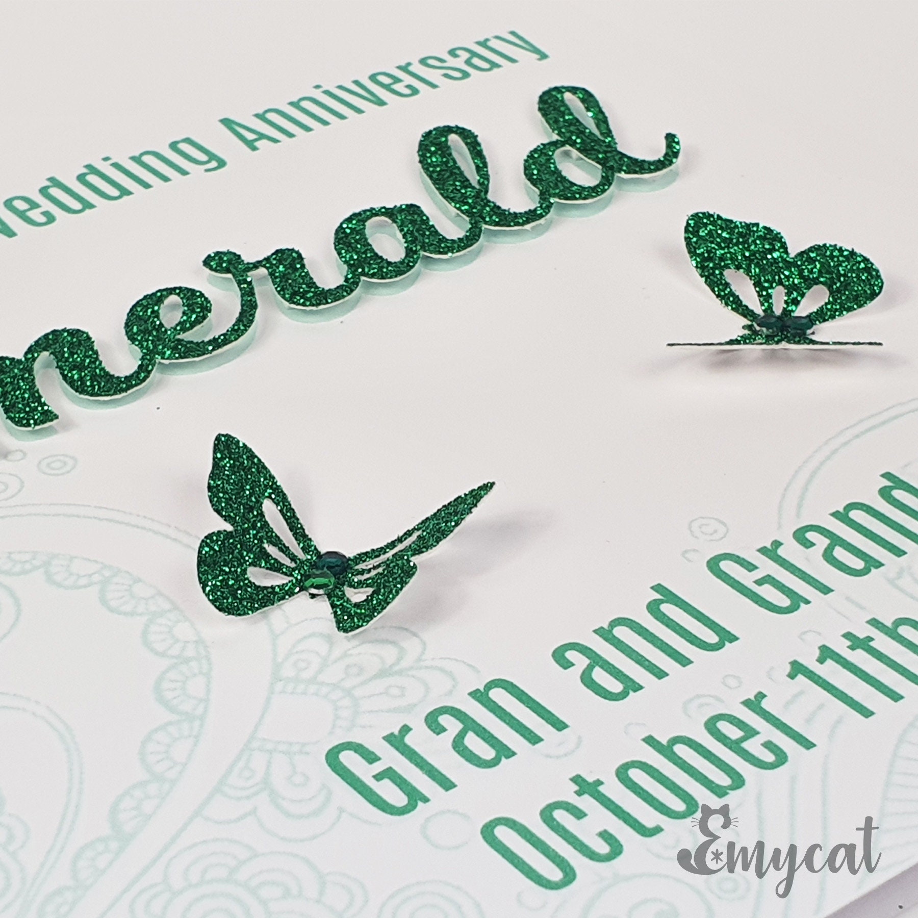 Personalised Handmade Emerald Wedding Anniversary Card - Etsy UK