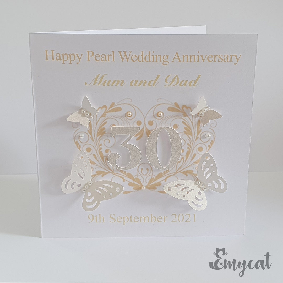 Personalised Handmade Pearl Wedding Anniversary Card 30th - Etsy