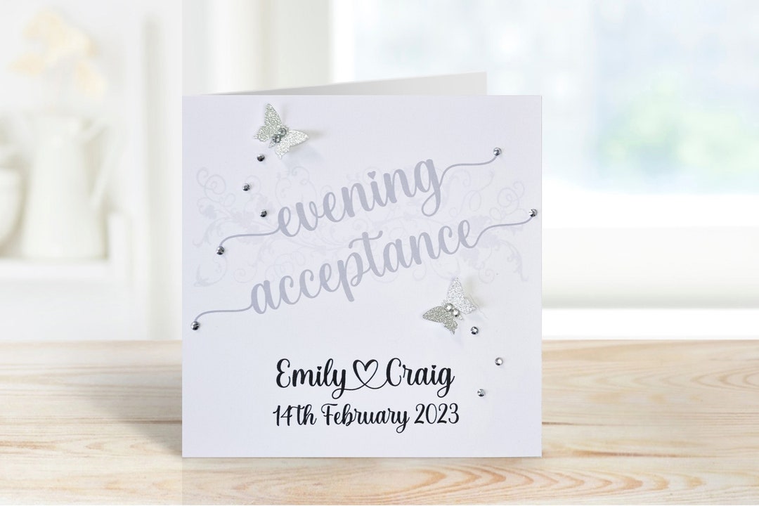 Personalised Wedding Evening Acceptance Card RSVP Card Acceptance Card ...