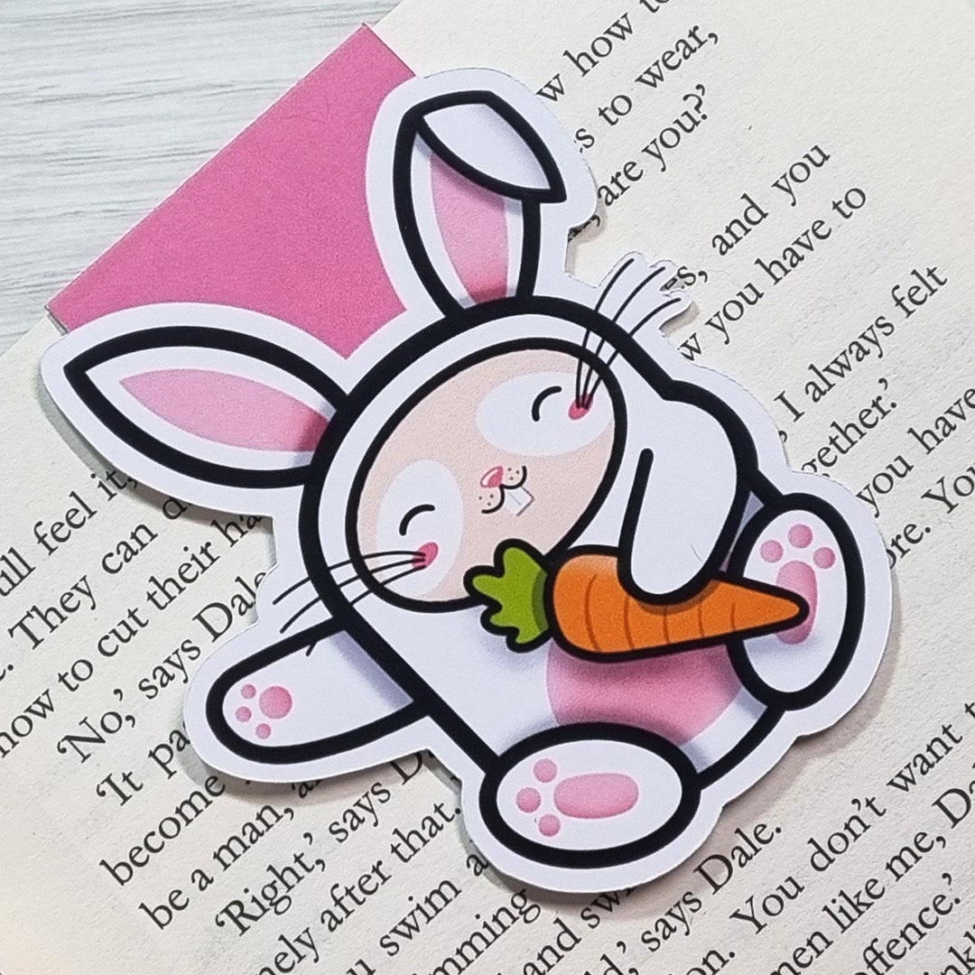 Cute Cat Bunny With Carrot Magnetic Bookmark Easter Bookmark Year of ...