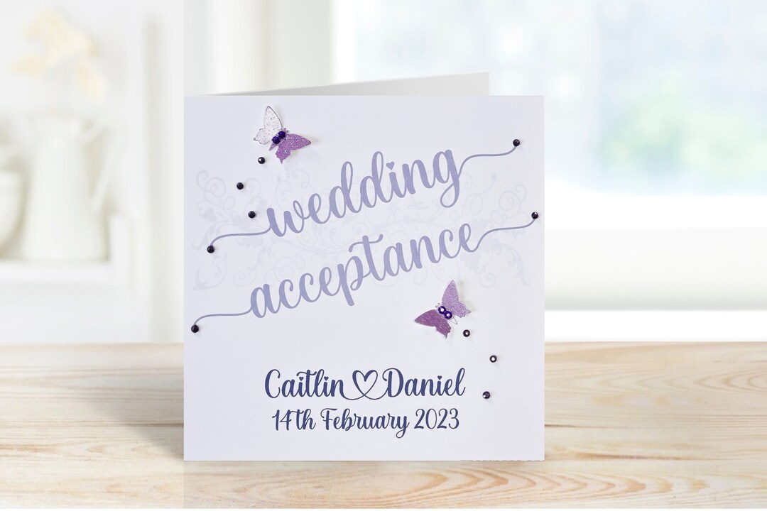 Personalised Wedding Acceptance Card | RSVP Card | Acceptance Card ...