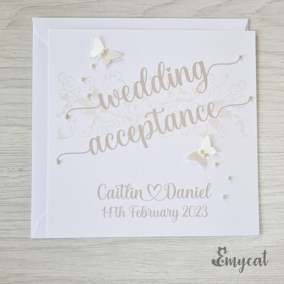 Personalised Wedding Acceptance Card RSVP Card Acceptance - Etsy UK
