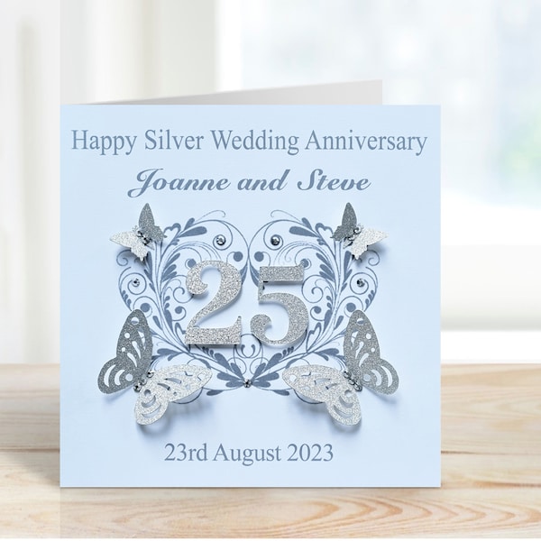 Silver Wedding Cards - Etsy UK