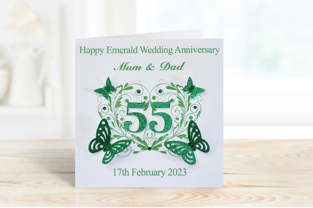 Personalized Emerald Anniversary Card: Handmade 55th Wedding Card - Etsy UK