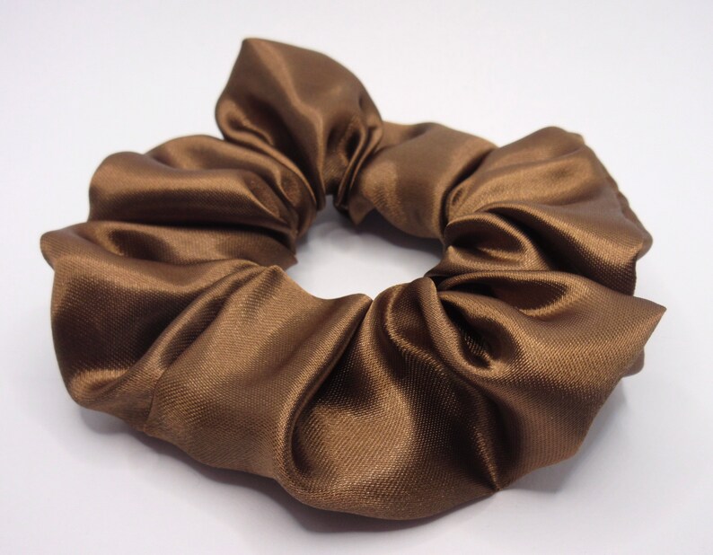 Chocolate Brown Satin Hair Scrunchie - Etsy UK