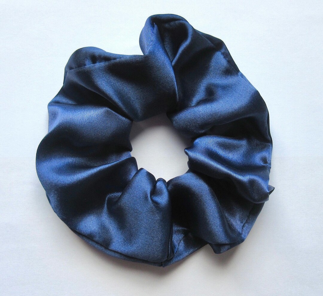 Navy Blue Satin Hair Scrunchie - Etsy