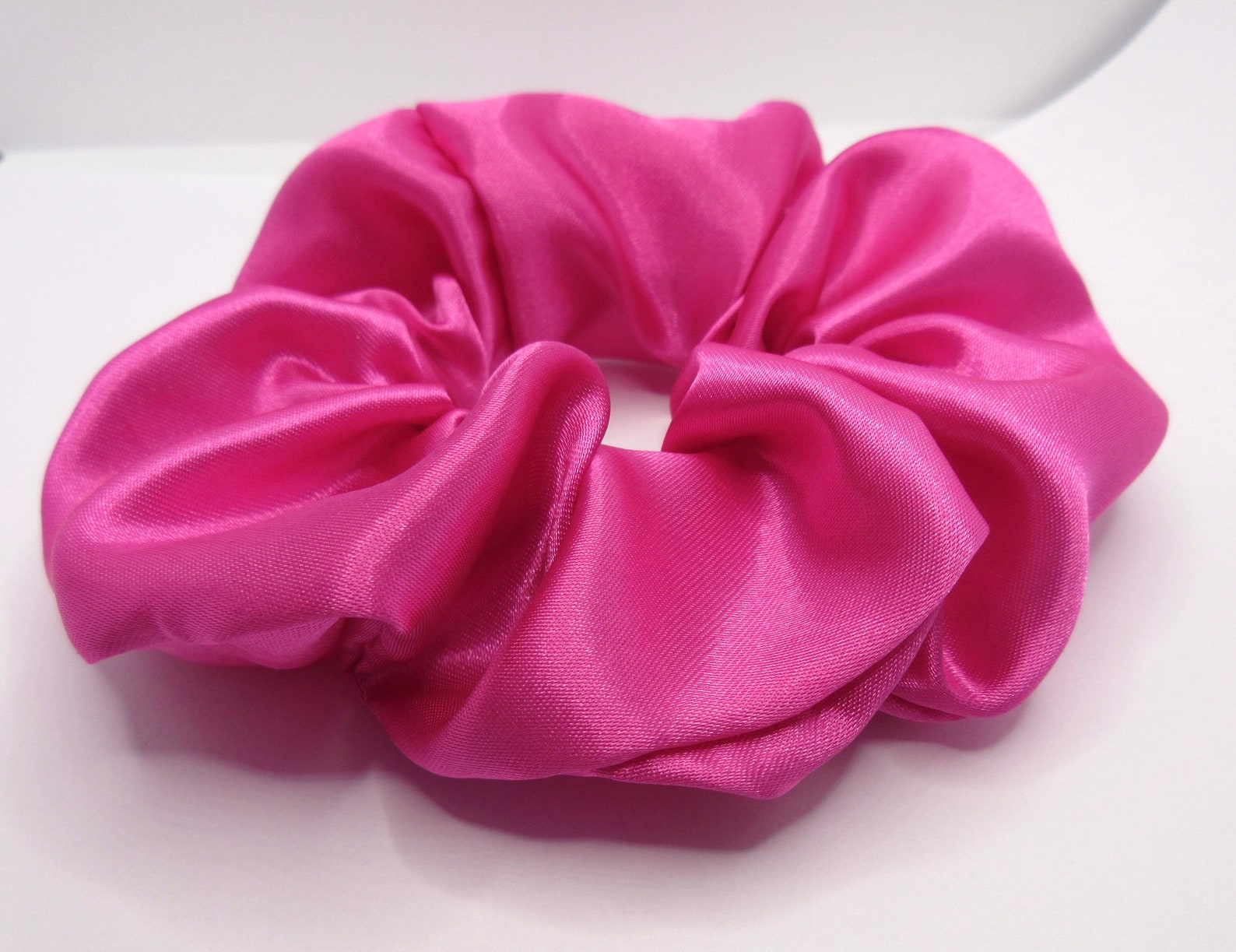 Bright Pink Satin Hair Scrunchie | Etsy