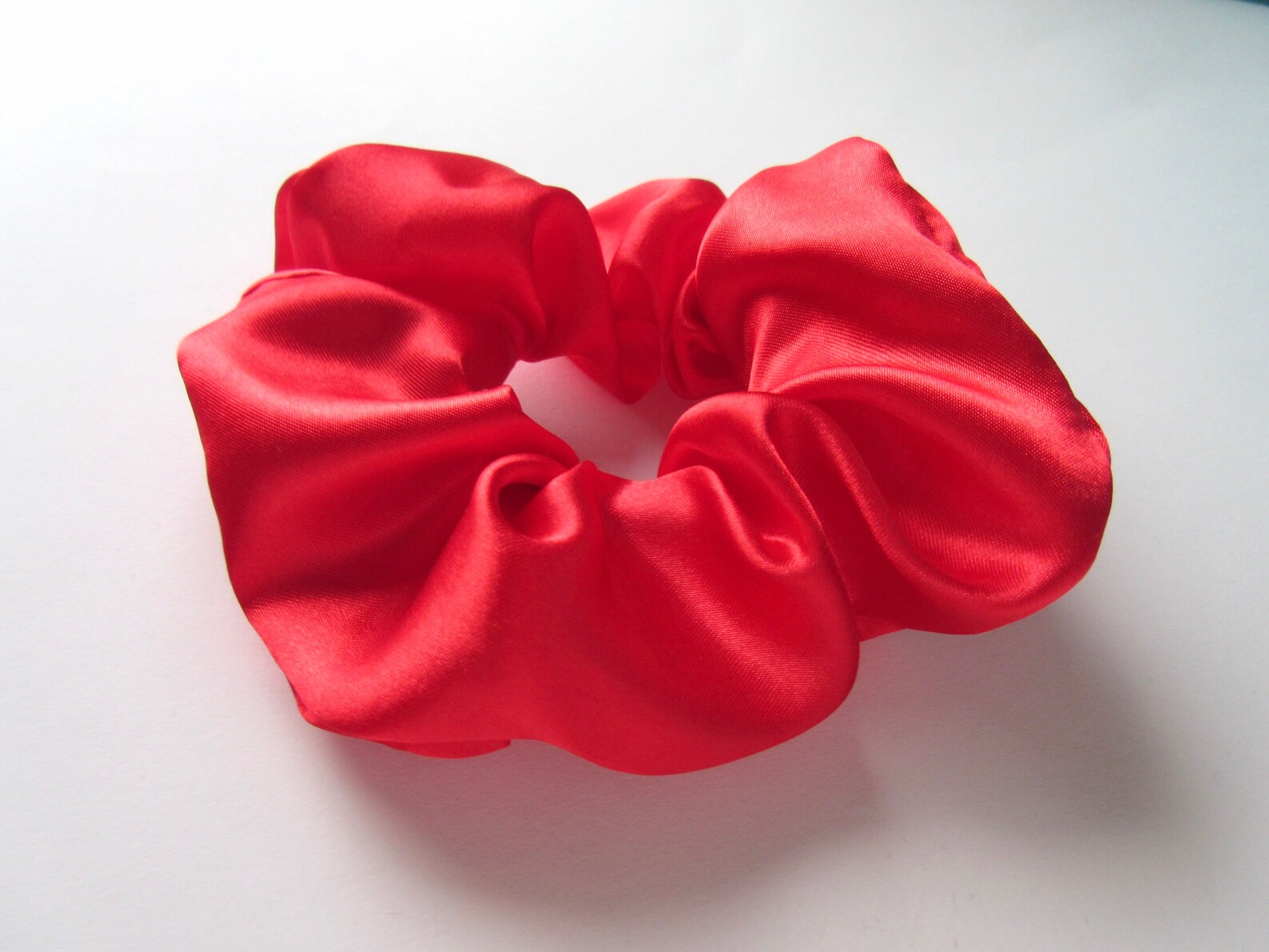 Bright Red Satin Hair Scrunchie - Etsy