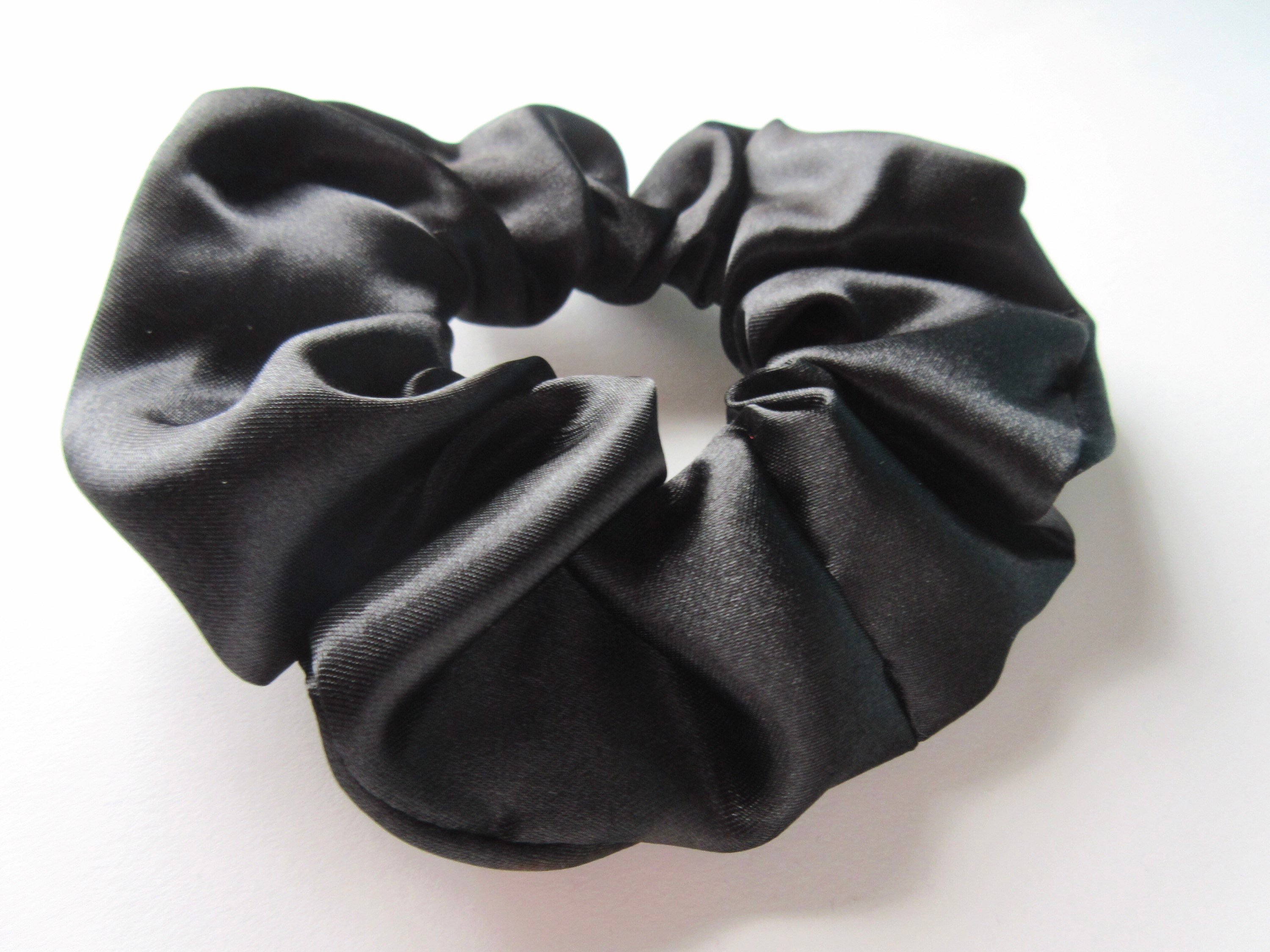 Black Satin Hair Scrunchie - Etsy UK