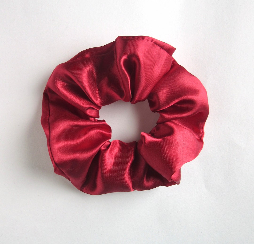 Burgundy Red Satin Hair Scrunchie - Etsy
