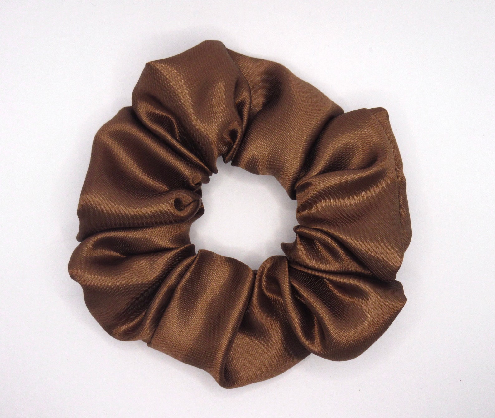Chocolate Brown Satin Hair Scrunchie - Etsy UK