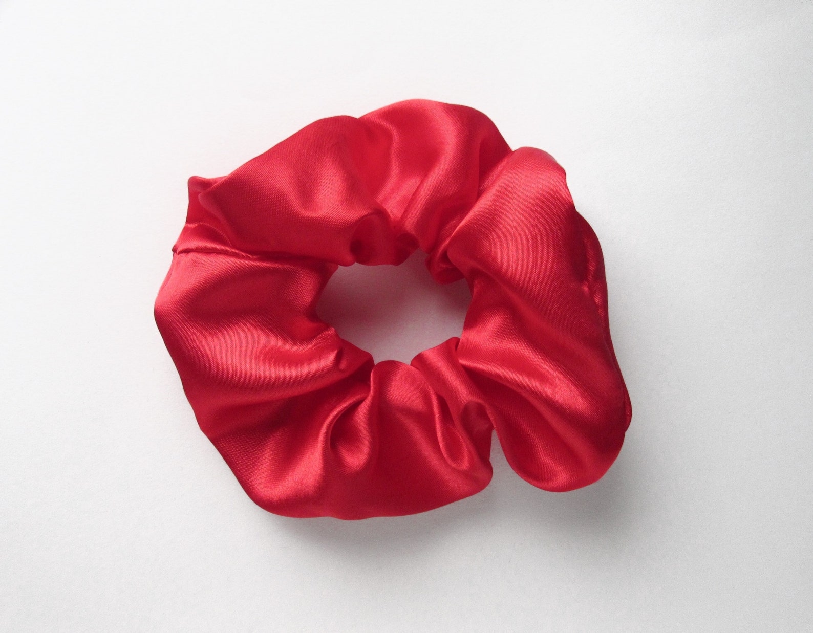 Bright Red Satin Hair Scrunchie - Etsy