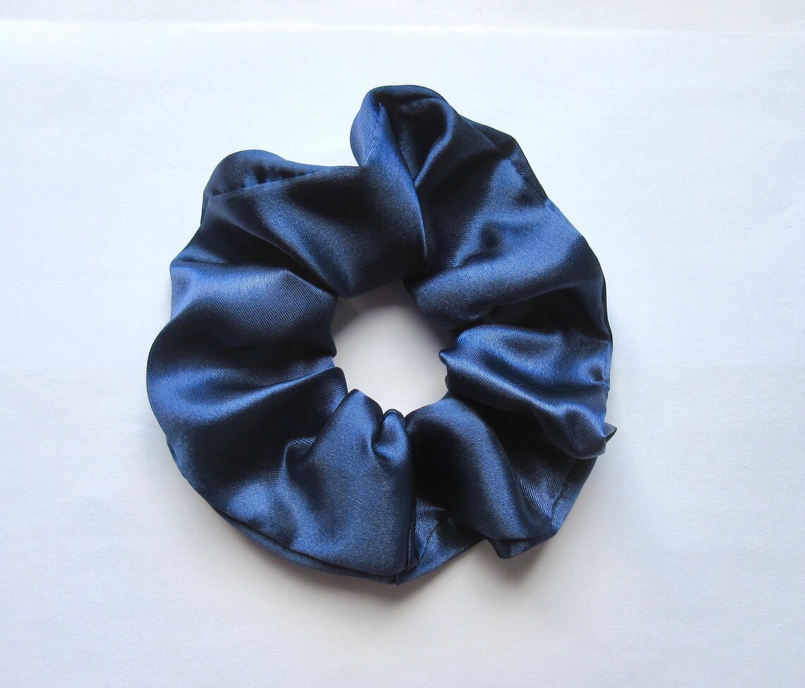 Navy Blue Satin Hair Scrunchie | Etsy