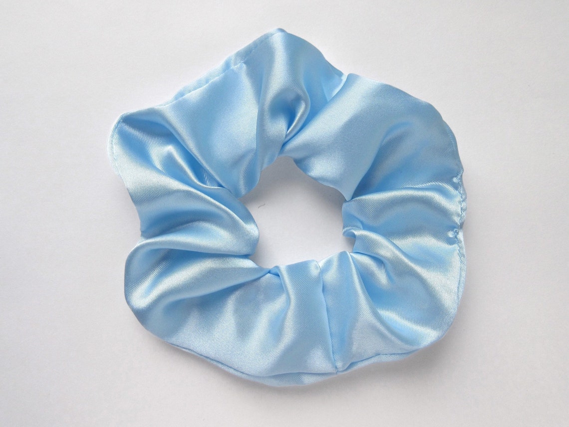 Pastel Blue Satin Hair Scrunchie - Etsy UK