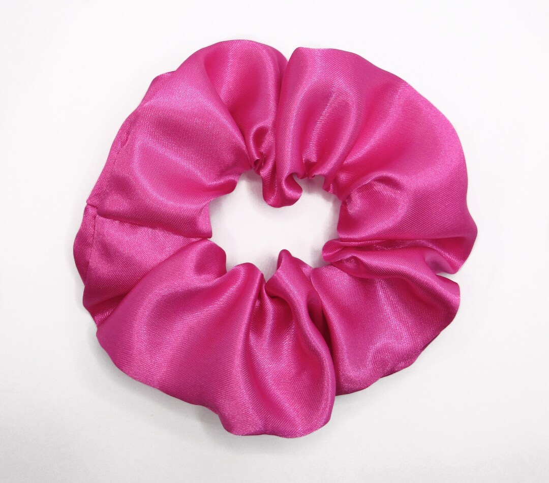 Bright Pink Satin Hair Scrunchie - Etsy UK