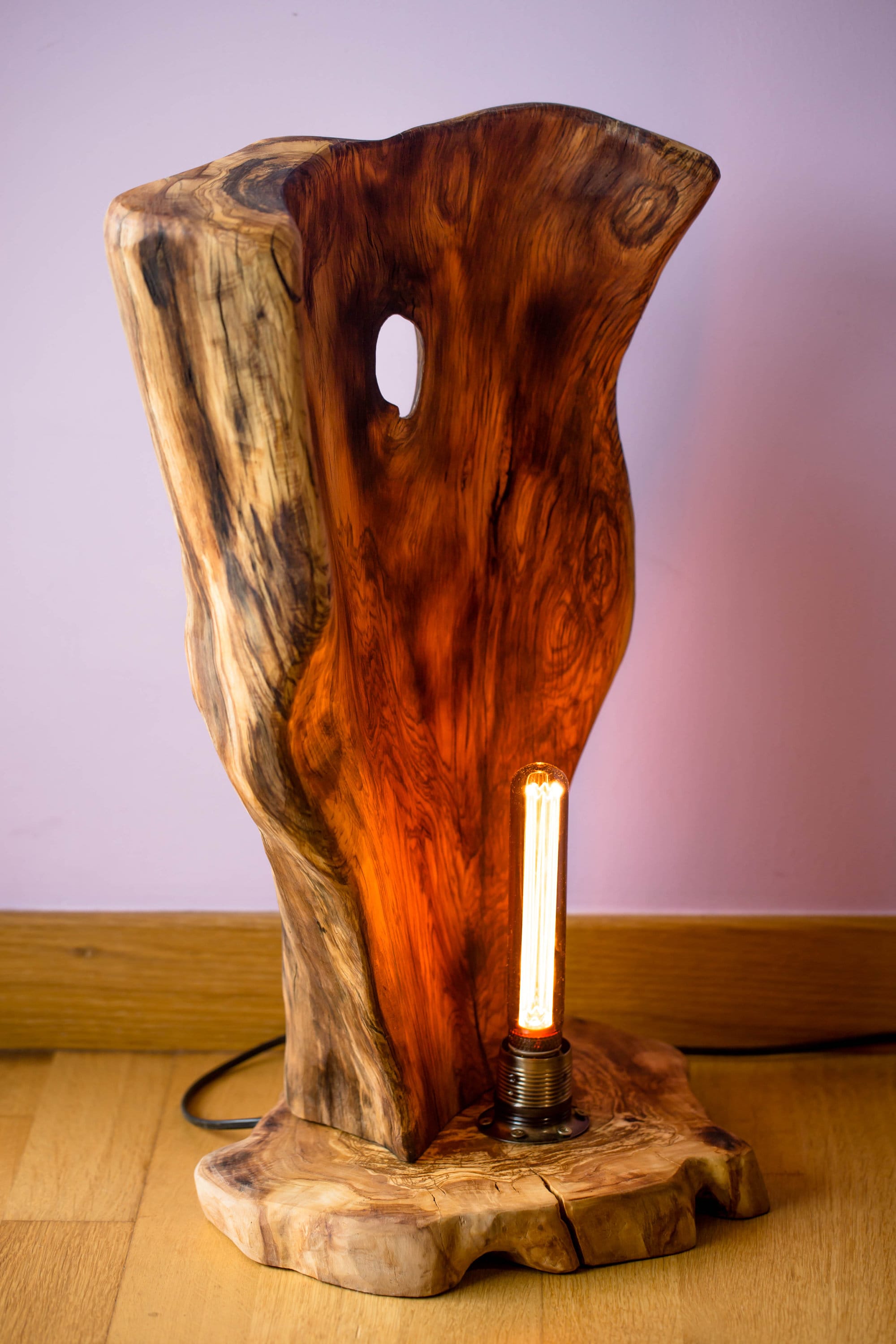 Olive Wood Floor Lamp,sculpture Wood Lamp,.handmade Light,decoration ...
