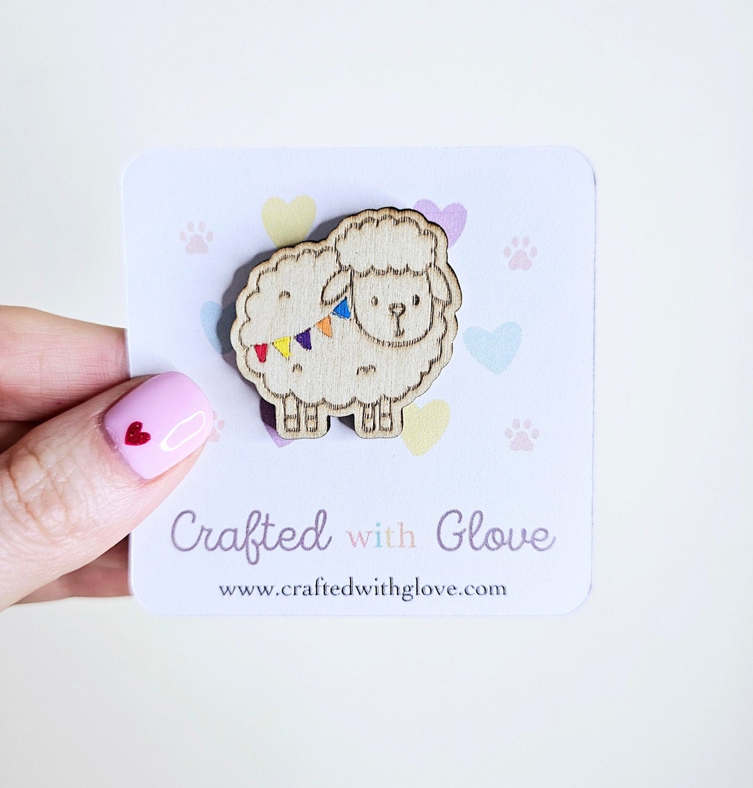 Rainbow Sheep Pin, Cute Animal Badge, Small Gift for Him or Her, Wooden ...