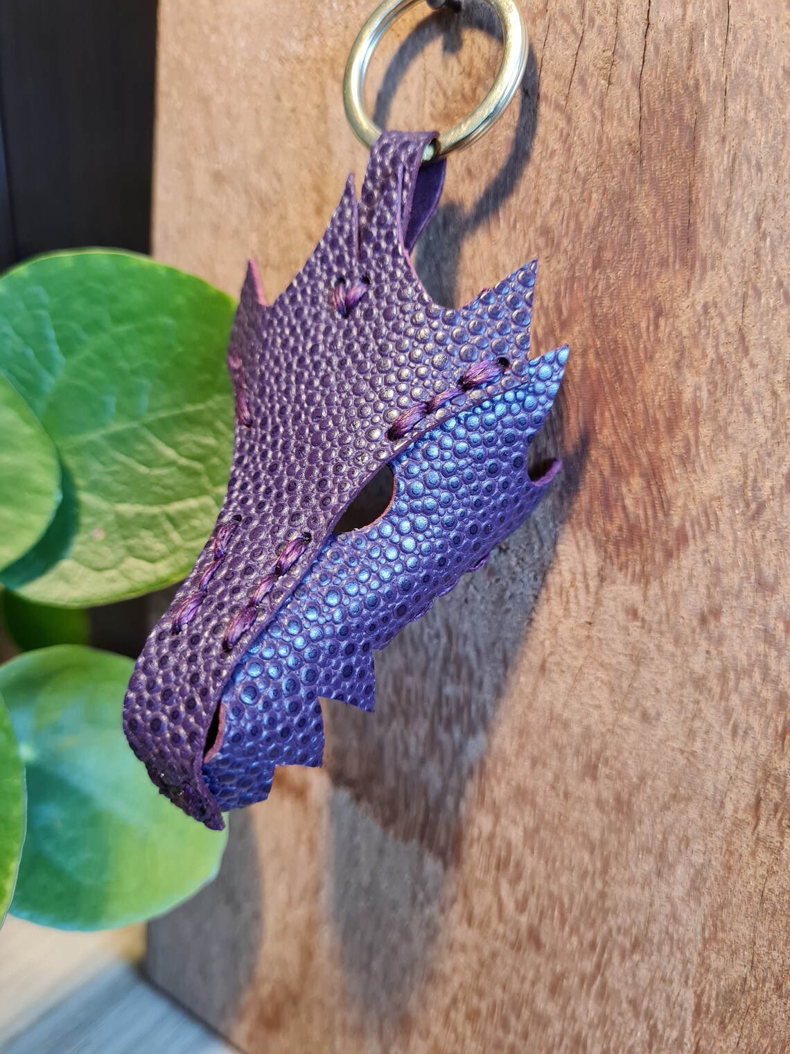 Leather dragon keychain dragon key fob | Etsy