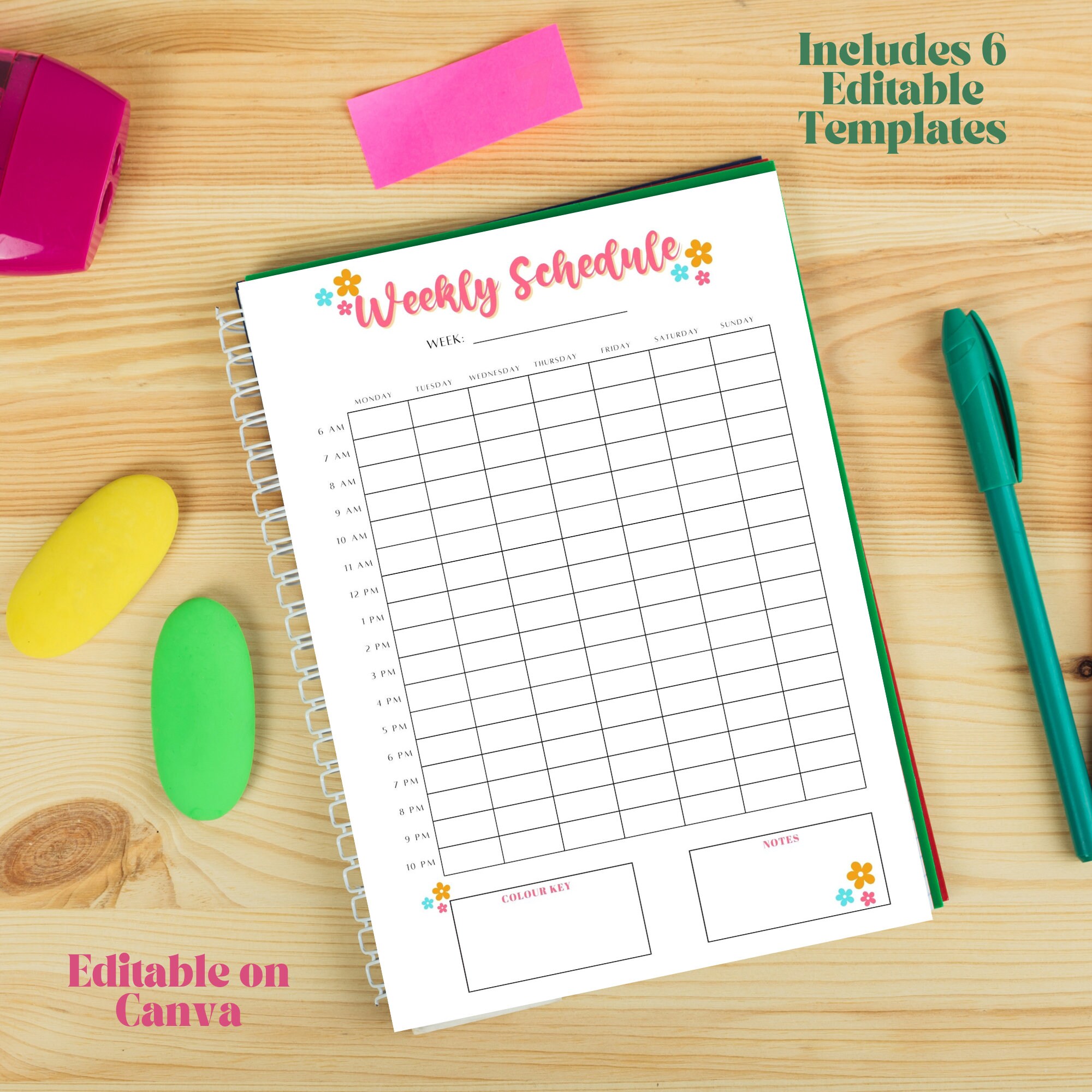 Study Planner Template Download Printable Groovy Floral Flowers Student ...