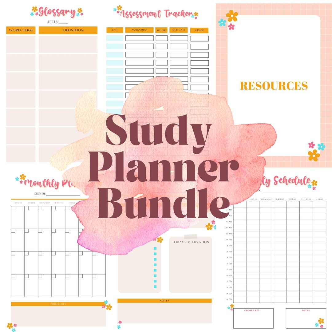 Study Planner Template Download Printable Groovy Floral - Etsy