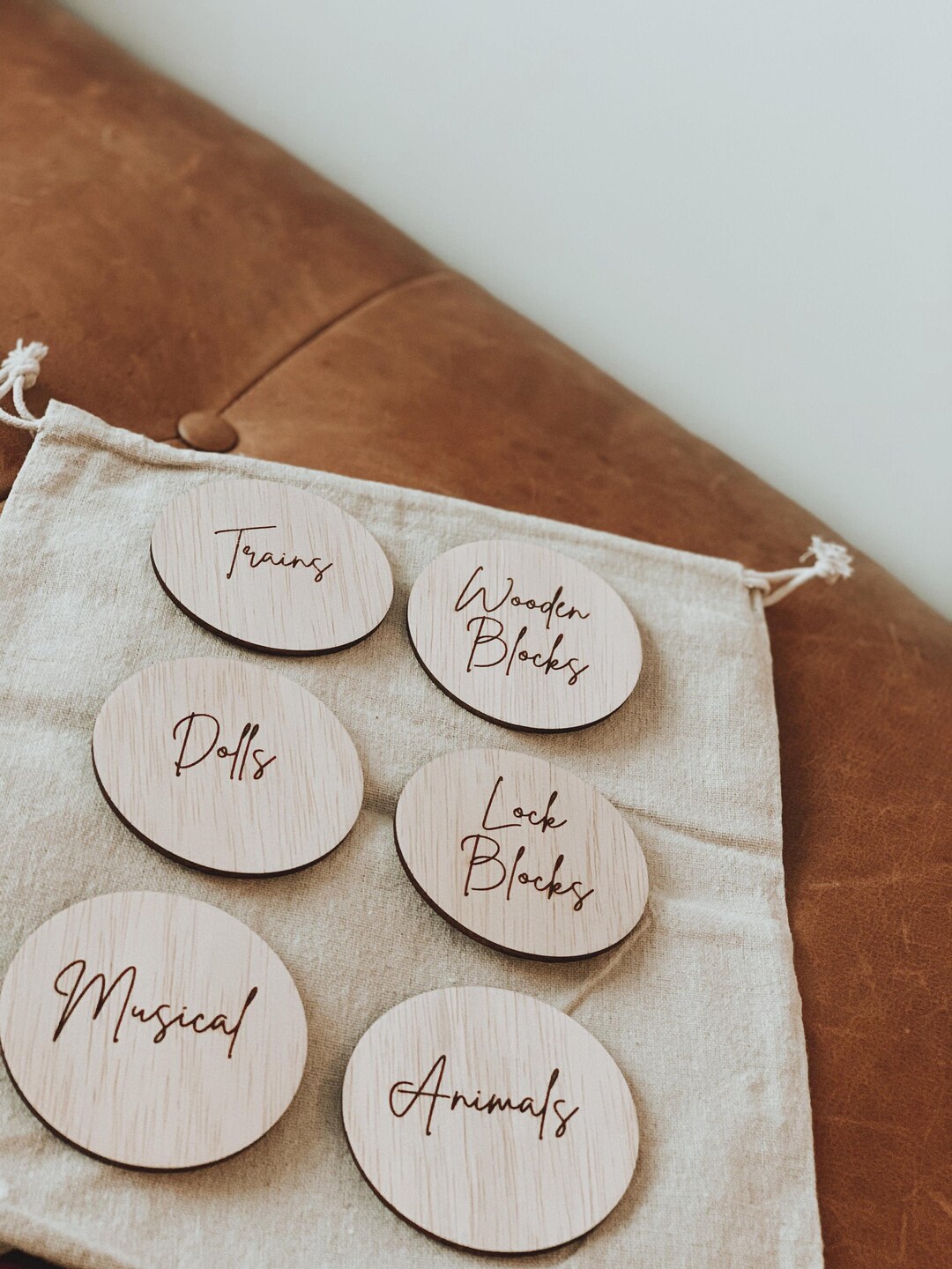 Natural Plywood Playroom Toy Tub Signage | Playroom | Organisation ...