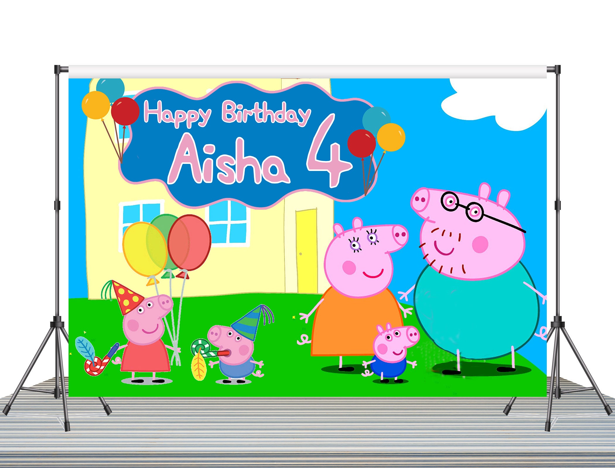 Peppa Pig Backdrop Peppa Pig Backdrop Birthday Peppa Pig | Etsy