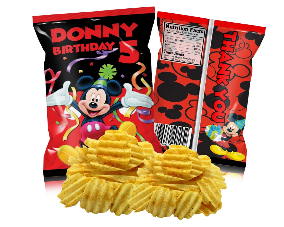 Mickey Mouse Chip Bag, Mickey Mouse Favors, Mickey Mouse Birthday ...