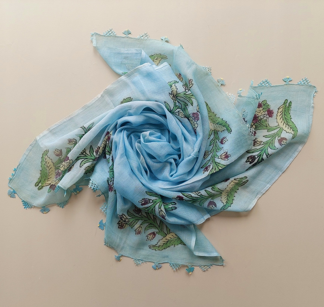 Antique Floral Turkish Turkey Oya Scarf Cotton Gauze Needle Lace Scarf ...