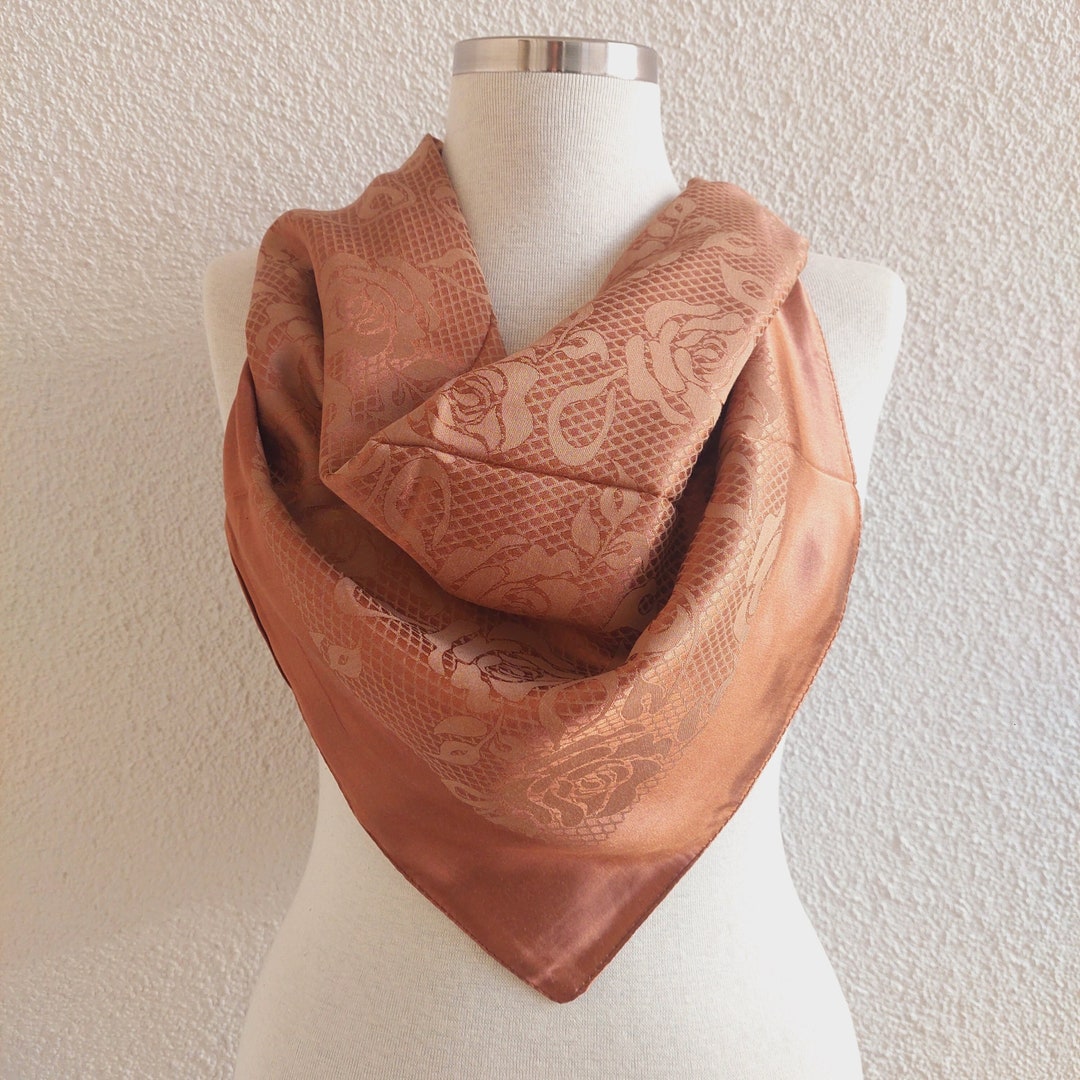 FLORAL - Rose - Square Scarves - Silky Head Neck Scarf - Neckerchief ...