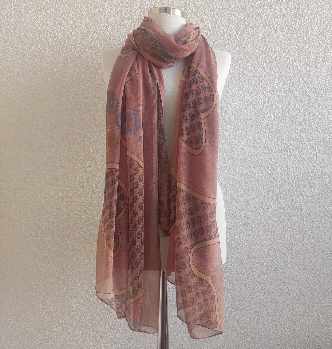 Vintage CHIFFON SCARF - Turkish Long Scarf - Large Chiffon Scarf ...