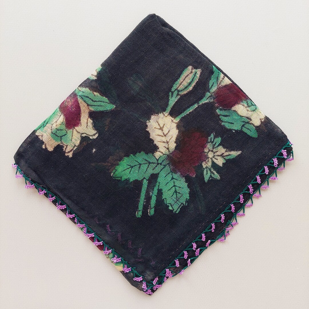 Floral Turkish Turkey Oya Scarf Cotton Gauze Needle Lace Scarf Head ...