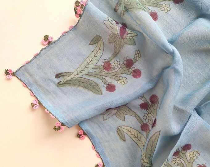 Antique Turkish Scarf With Needle Lace OYA - Traditional Turkish ...