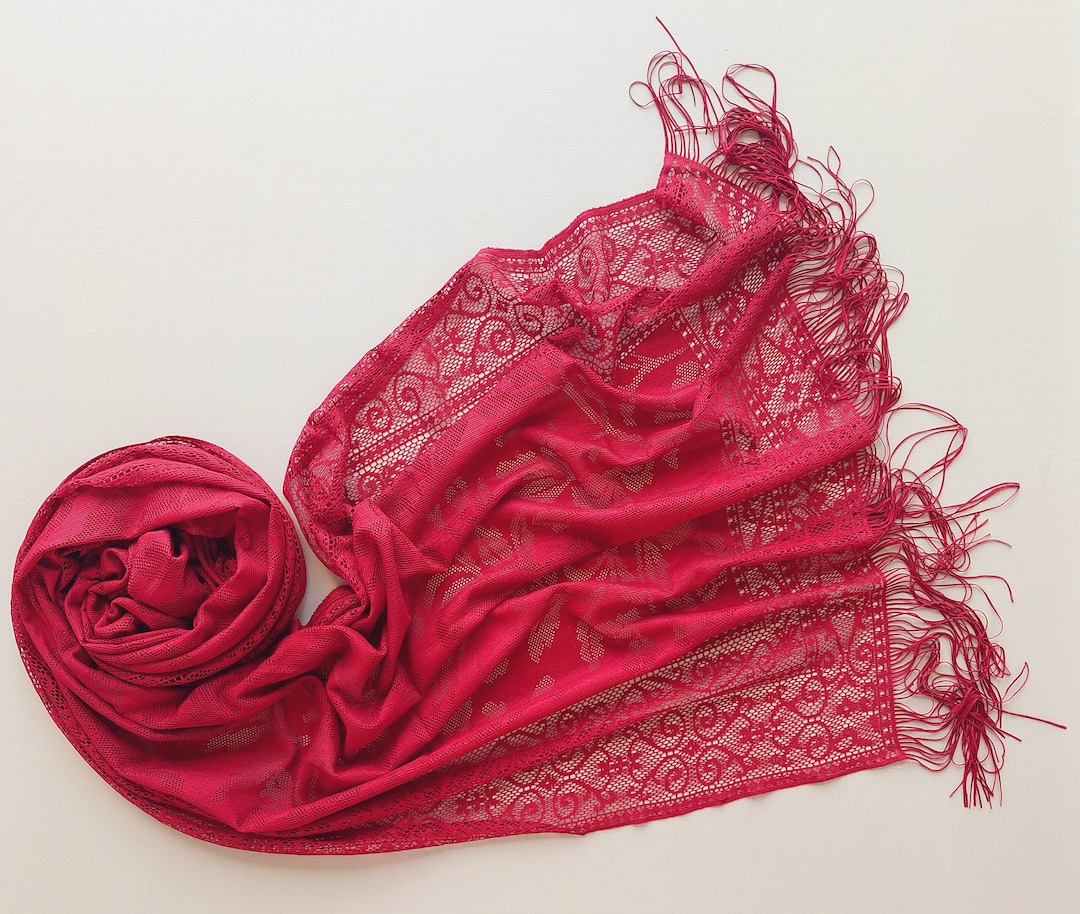 Red Scarf Wedding Shawl Lace Bridal Accessories for Women Bridesmaid ...