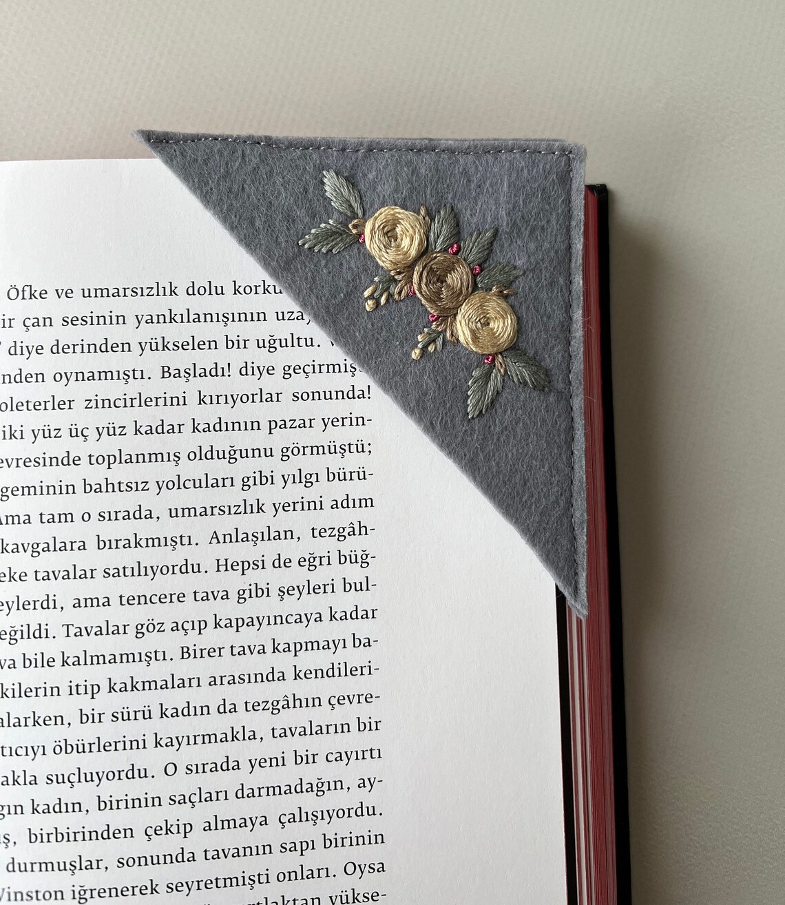 Embroidered Corner Bookmark, Floral Bookmark, Gifts for Book Lover ...