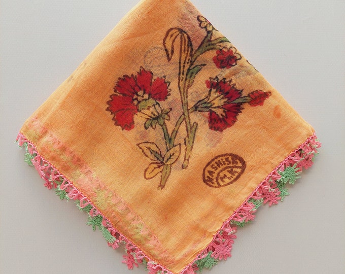 Antique Turkish Silk Scarf With Needle Lace OYA - Traditional Turkish ...