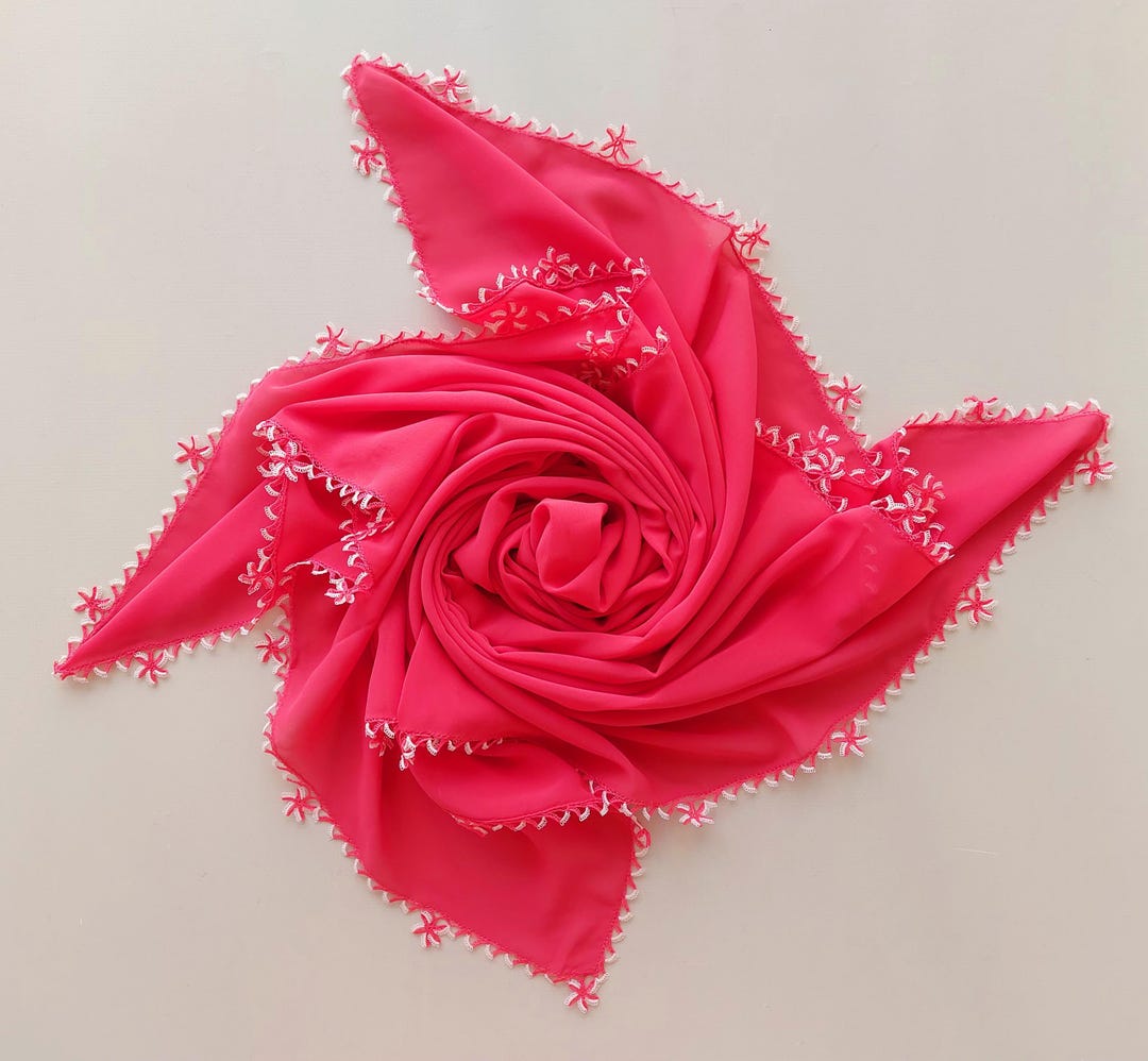 Chiffon Scarf, Turkish Oya Scarf With Needle Lace, Traditional Turkish ...